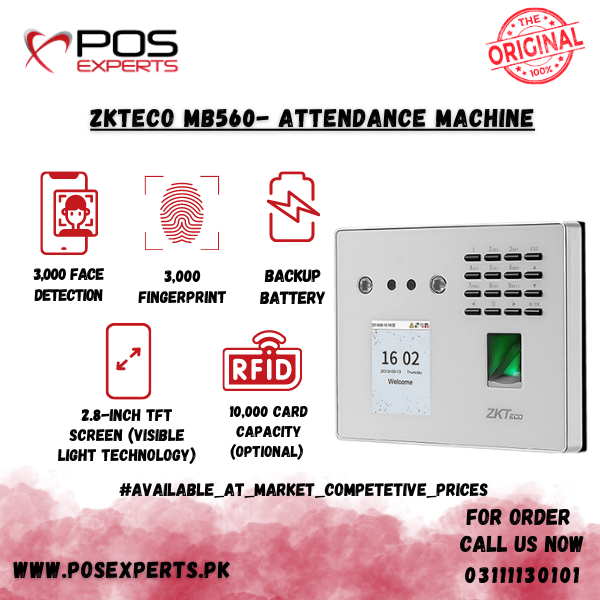 POS Experts: ZKTECO MB560-VL Attendance Machine