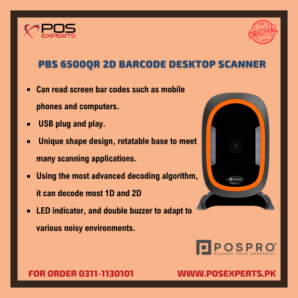 POS Experts: POSPRO PBS 6500QR | 2D Barcode Desktop Scanner