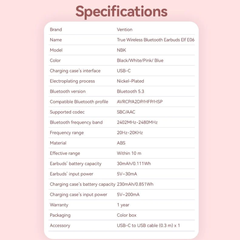 POS Experts: VENTION ELF-E06 TRUE WIRELESS BLUETOOTH EARBUDS