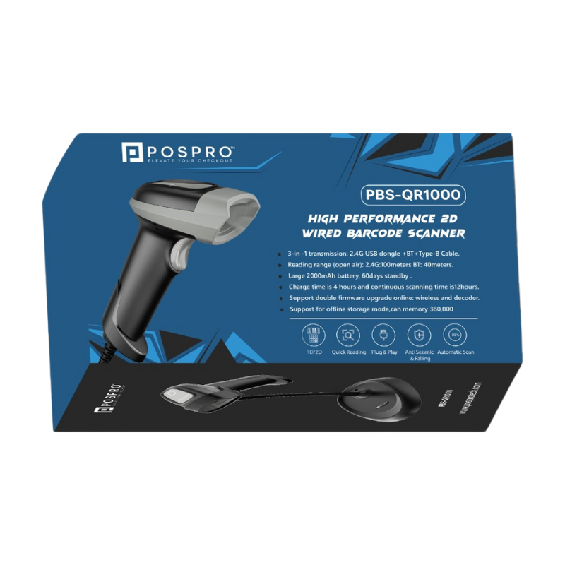POS Experts: POSPRO QR-1000 ECONO SERIES | 2D WIRED BARCODE SCANNER
